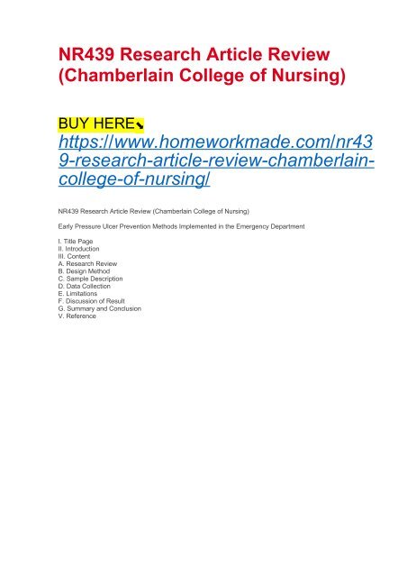 NR439 Research Article Review (Chamberlain College of Nursing)