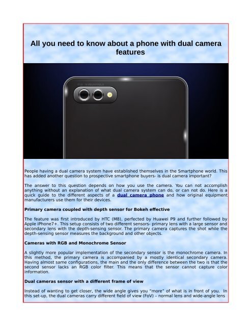 All you need to know about a phone with dual camera features