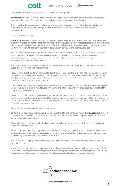 Colt Training Protocol (V1. Full)