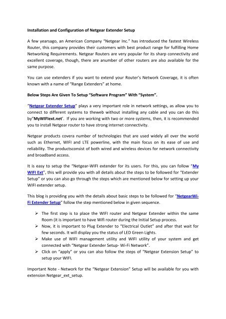 Blog Installation And Configuration Of Netgear Extender Setup