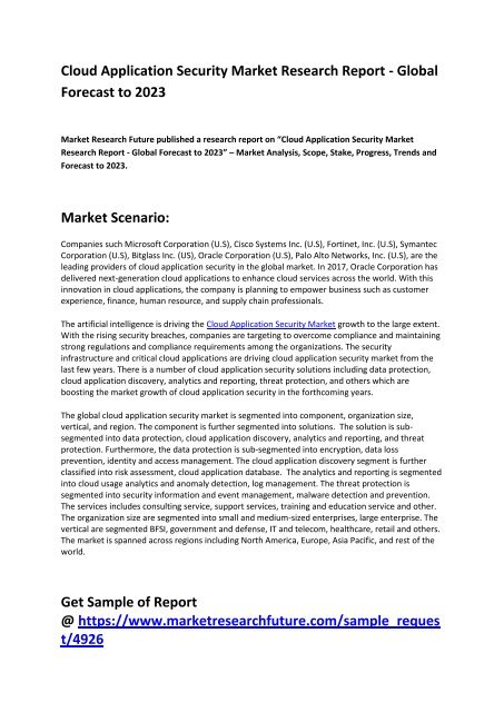 Cloud Application Security Market 2023: Comprehensive Research Study
