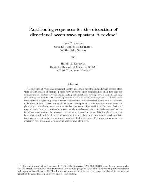 Partitioning sequences for the dissection of directional ocean wave ...