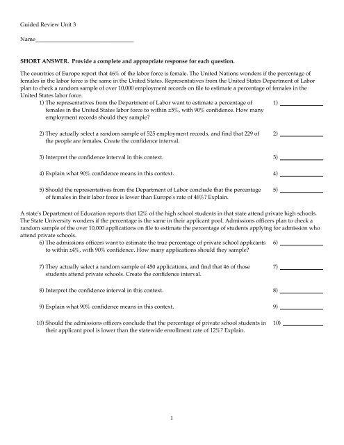 Guided Review Unit 3