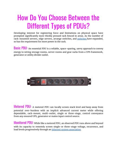 PDU Power Distribution Units