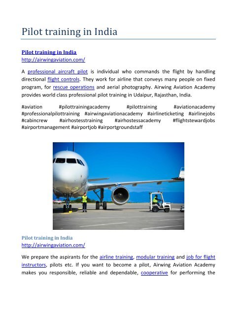 Pilot training in India