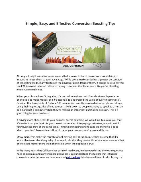 Simple, Easy, and Effective Conversion Boosting Tips
