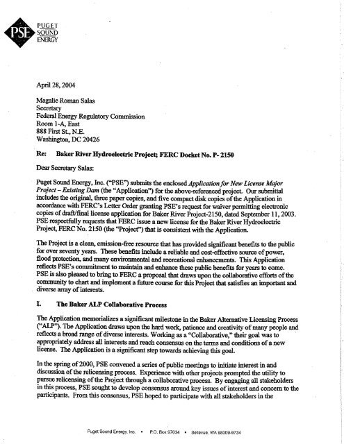 Application for New License, Cover Letter, April 2004