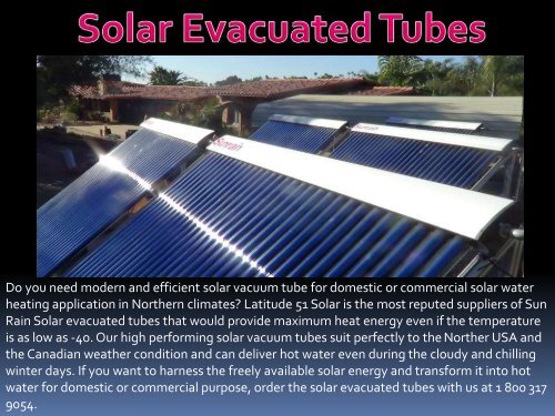 Solar Evacuated Tubes