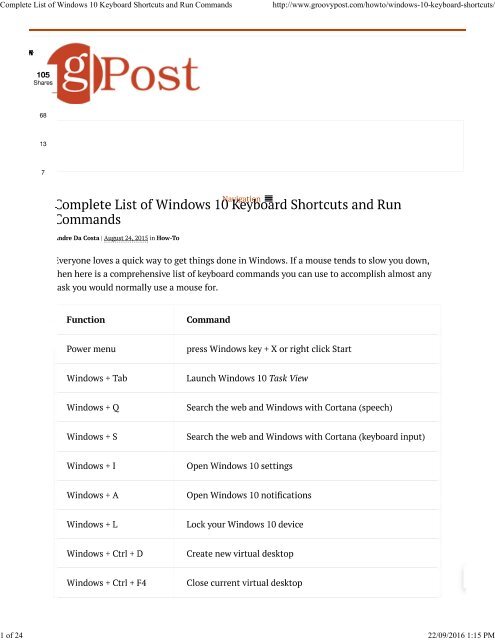 List of Commands windows 10
