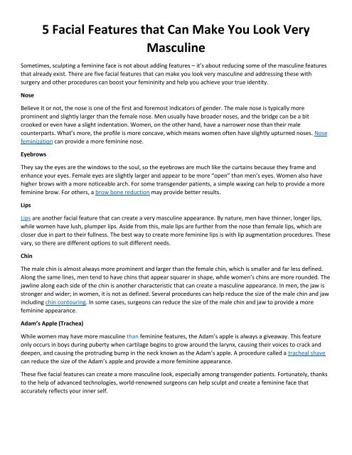 5 Facial Features that Can Make You Look Very Masculine