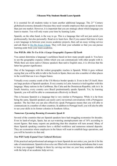 3 Reasons Why Students Should Learn Spanish