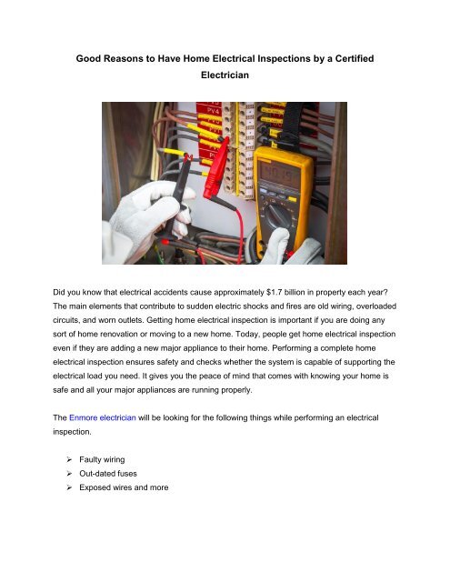 Good Reasons to Have Home Electrical Inspections