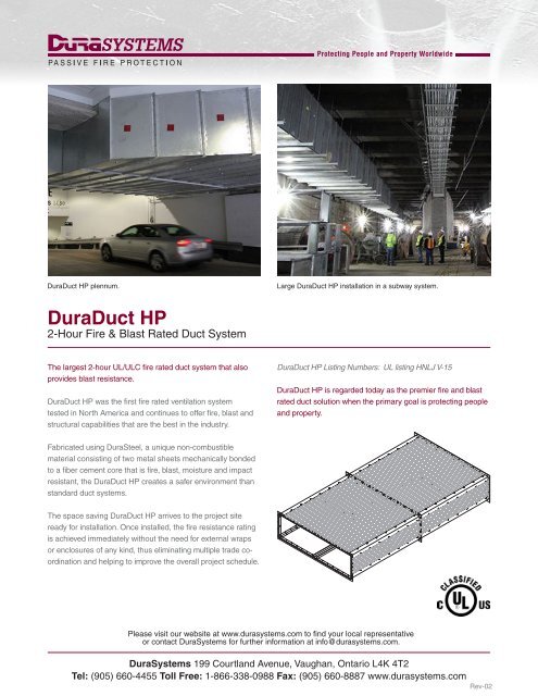 DuraDuct is fire rated duct system