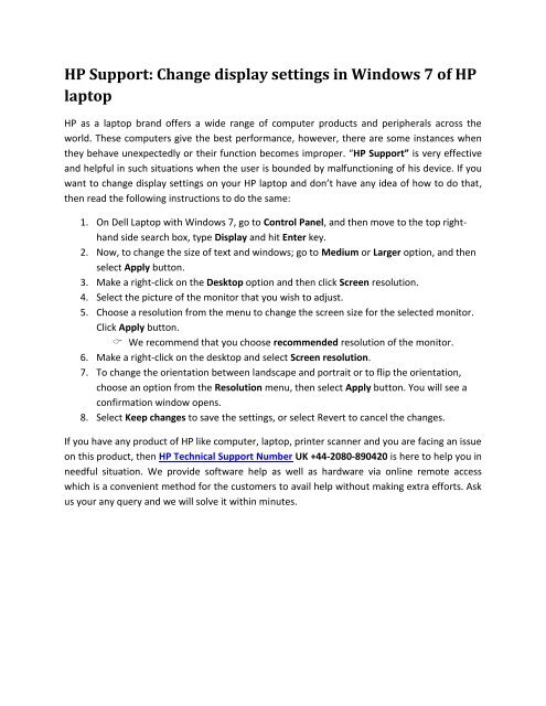 HP Support- Change display settings in Windows 7 in HP laptop