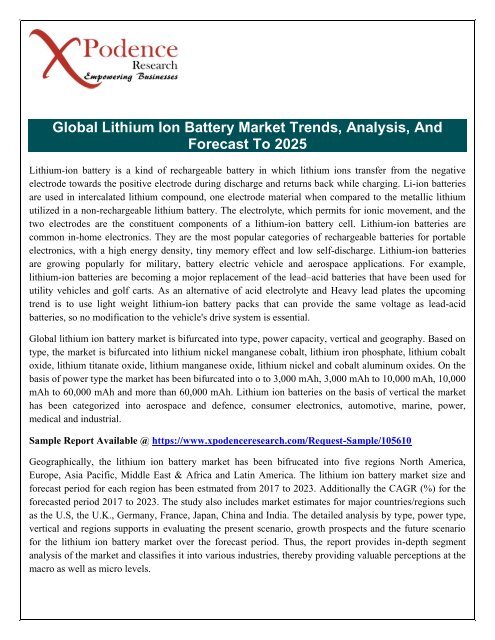 Global Lithium Ion Battery Market Trends