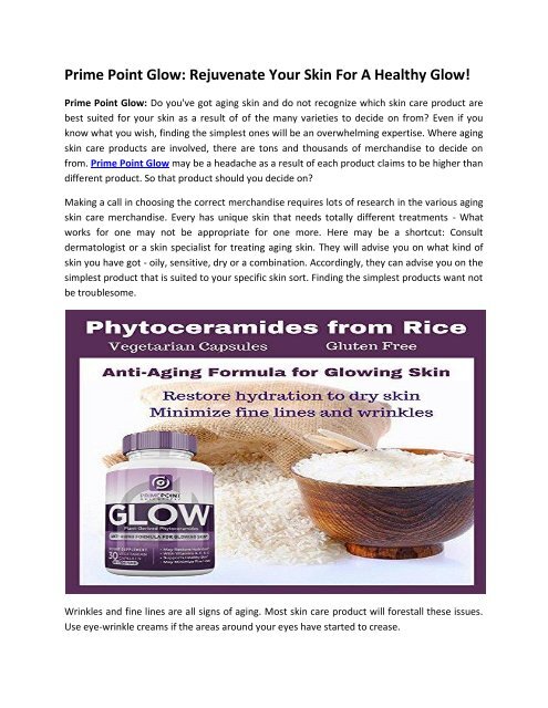 Prime Point Glow: Regain Glowing and Younger Looking Skin!