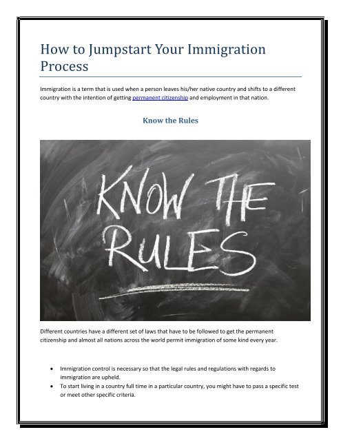 How to Jumpstart Your Immigration Process
