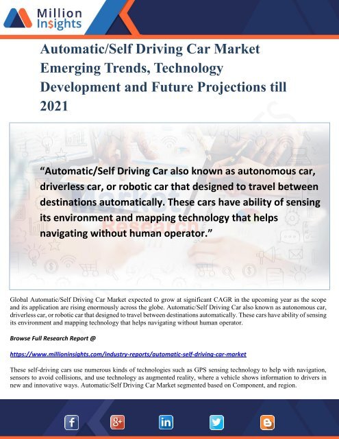 Automatic-Self Driving Car Market Emerging Trends, Technology ...