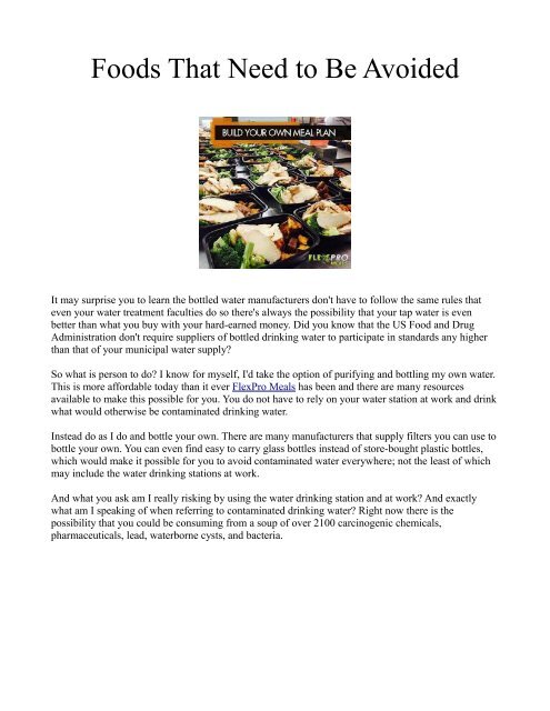 Foods That Need to Be Avoided