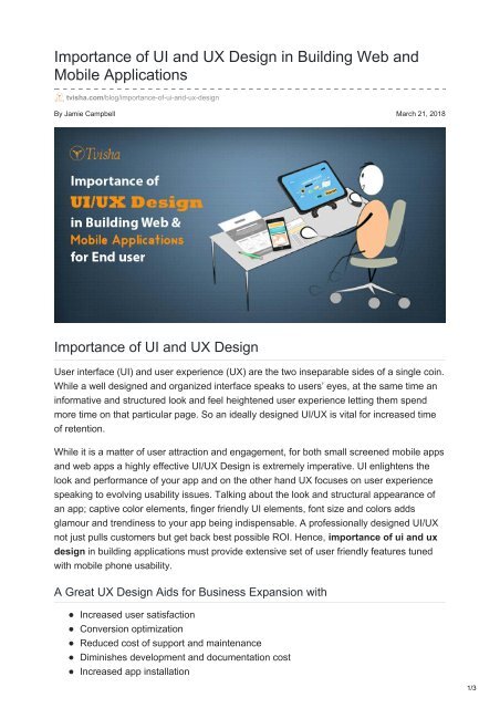 Importance of UI and UX Design in Building Web and Mobile Applications