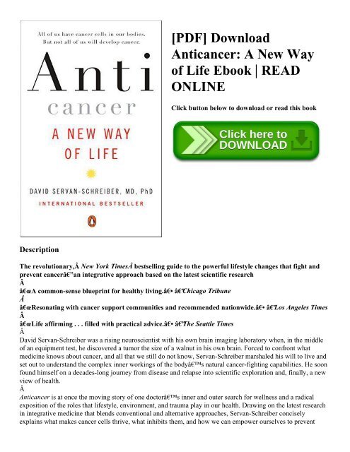 [PDF] Download Anticancer: A New Way of Life Ebook | READ ONLINE
