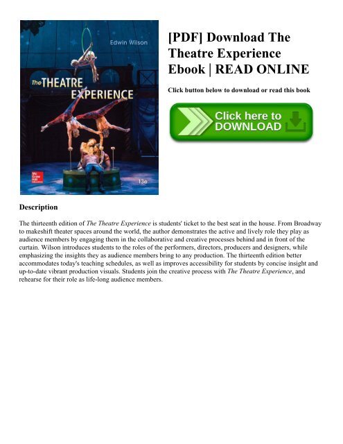 The Theatre Experience 14th Edition Pdf Free Download