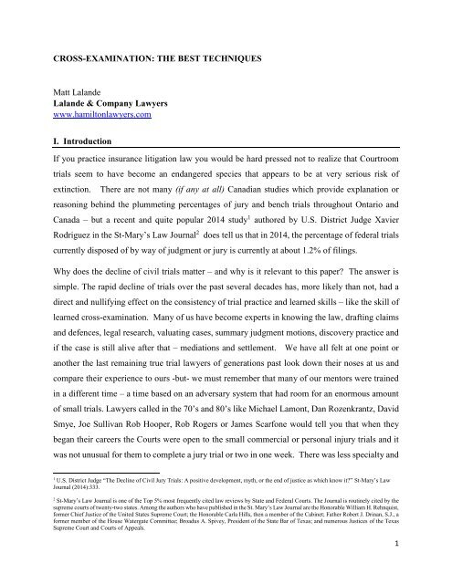 Cross-Examination - the Best Techniques