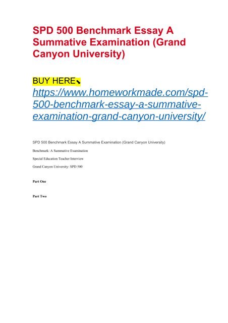 SPD 500 Benchmark Essay A Summative Examination (Grand Canyon University)