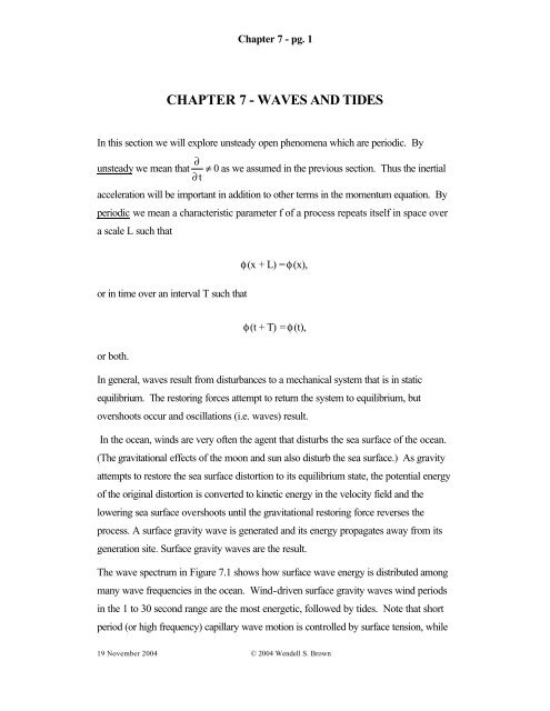 CHAPTER 7 - WAVES AND TIDES