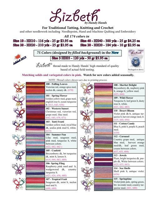 Lizbeth® Colors - Handy Hands Tatting