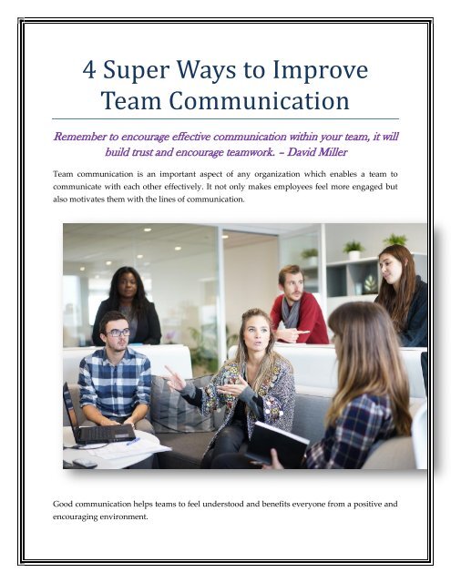 4 Super Ways to Improve Team Communication