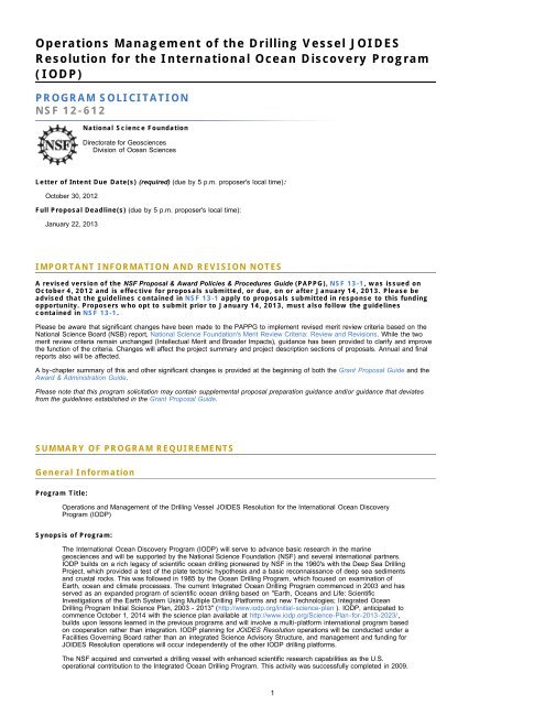 Operations Management of the Drilling Vessel JOIDES Resolution ...