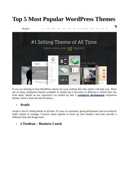 Top 5 Most Popular WordPress Themes