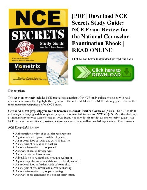 [PDF] Download NCE Secrets Study Guide: NCE Exam Review for the ...