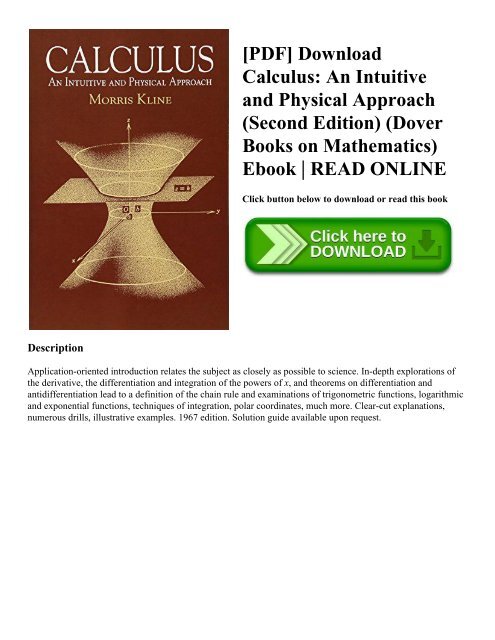[PDF] Download Calculus: An Intuitive and Physical Approach (Second Edition) (Dover Books on ...