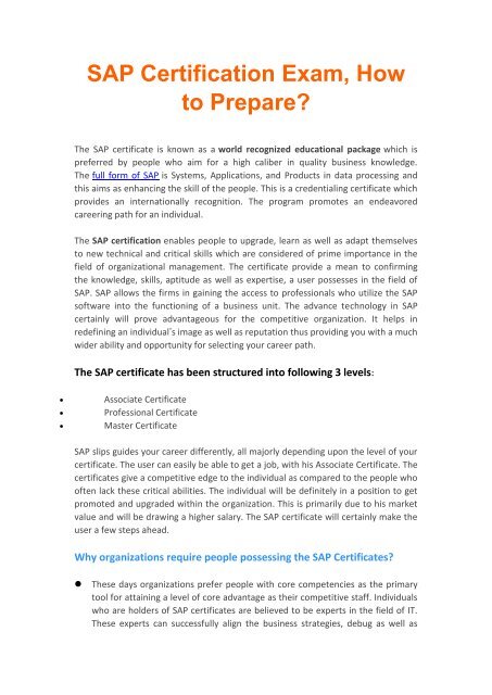 Sap Certification Exam How To Prepare