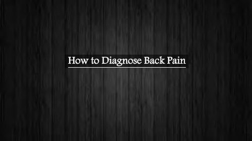 How to Diagnose Back Pain