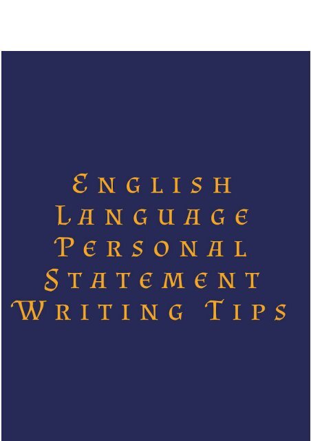 English Language Personal Statement Writing Tips
