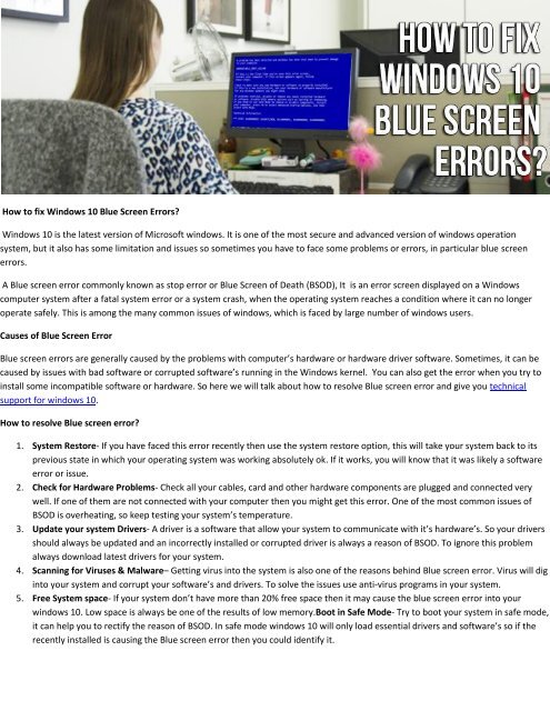How to fix Blue screen error in windows 10(1)