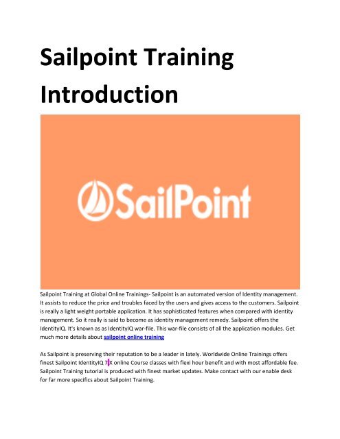 1 sailpoint online training