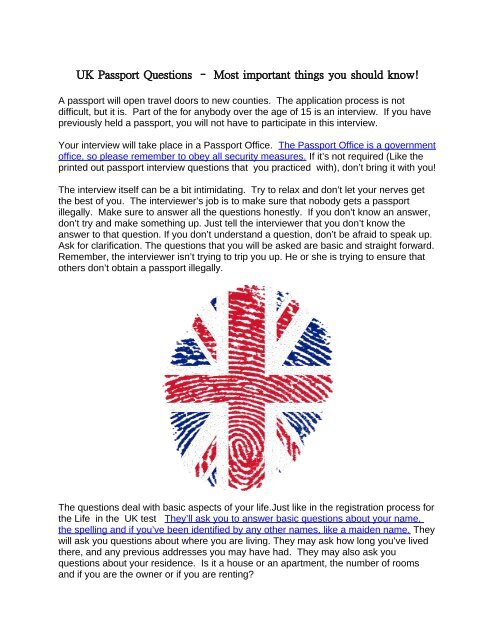 UK Passport Questions – Most important things you should know!