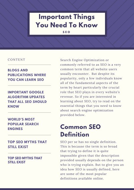 SEO: Important Things You Need To Know