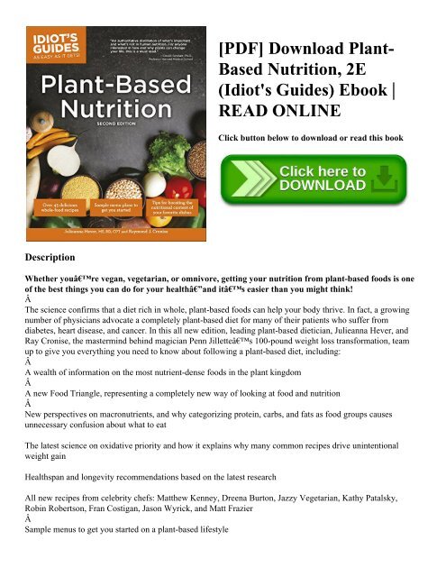 [PDF] Download Plant-Based Nutrition 2E (Idiot's Guides) Ebook READ ONLINE