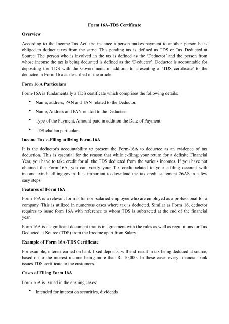 Form 16A - IndiaFilings