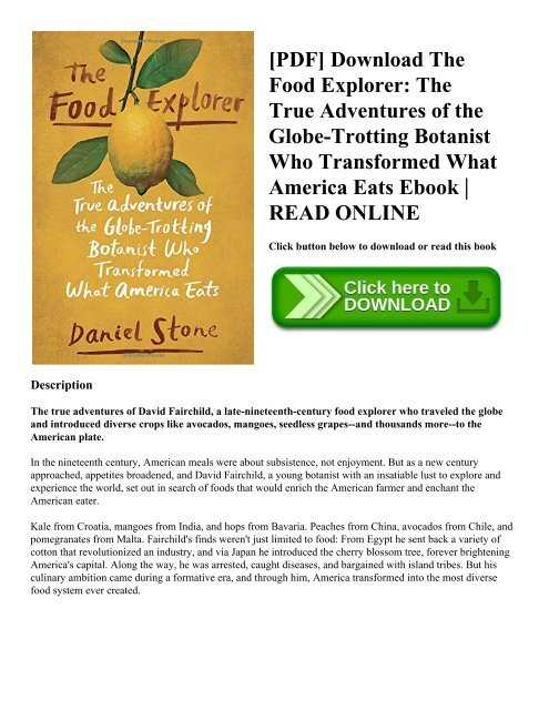 [PDF] Download The Food Explorer The True Adventures of the Globe ...