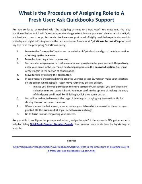 What is the Procedure of Assigning Role to A Fresh User; Ask Quickbooks ...