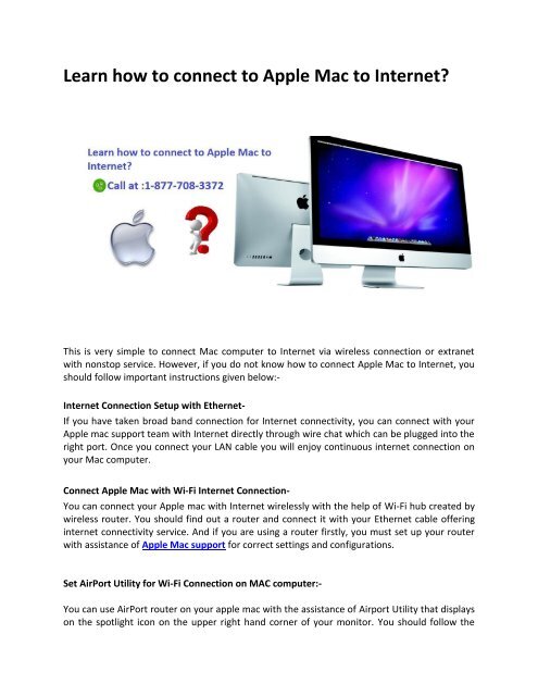 how to connect to Apple Mac to Internet