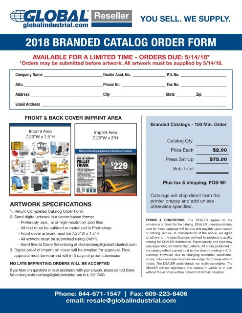 Kendall Reseller Branded Catalog and Order Form