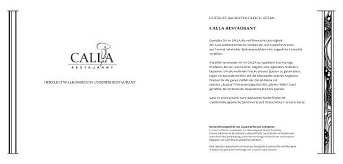 Speisekarte CALLA