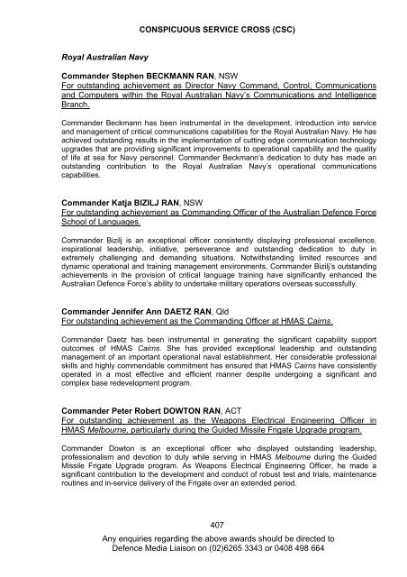 Conspicuous Service Cross (CSC)